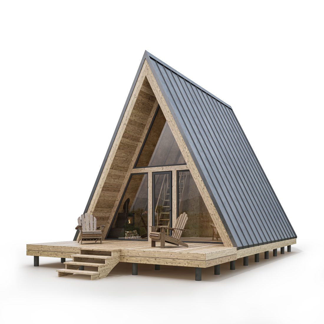 A Frame House - 3D Model for VRay, Corona