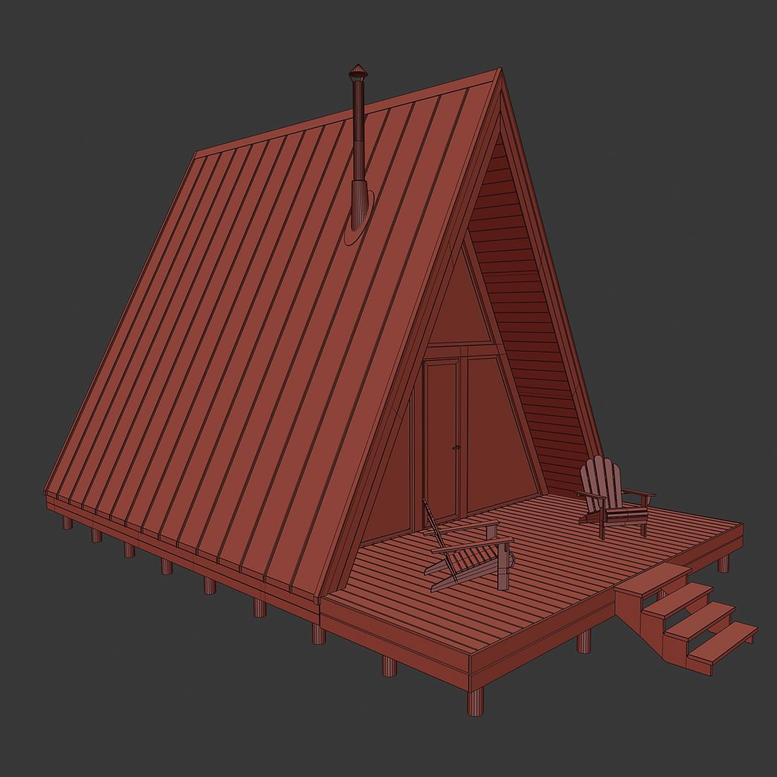 A Frame House 3D Model for VRay, Corona | CGMood