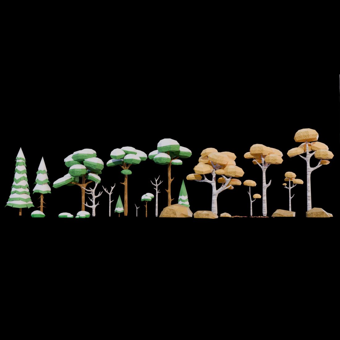 Low-poly Forest Assets - 3D Model for VRay, Corona