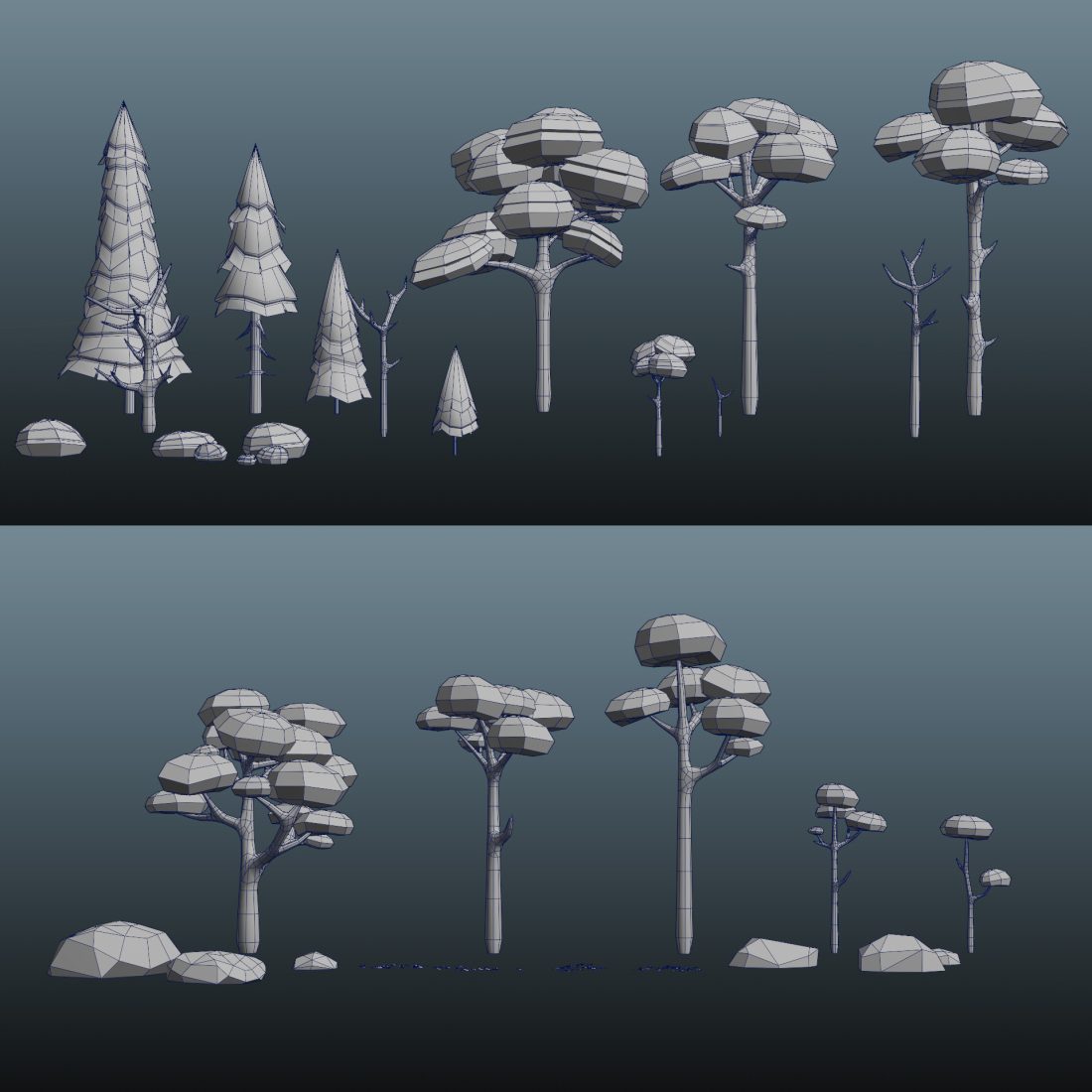 Low-poly Forest Assets - 3D Model for VRay, Corona