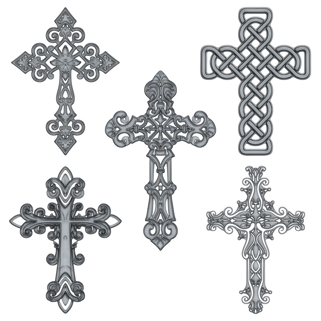 5 Christian Cross V 02 - 3D Model for VRay, Corona
