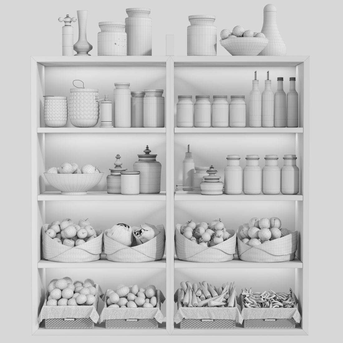 Shelf With Vegetables, Fruits And Spices 3D Model for Corona | CGMood