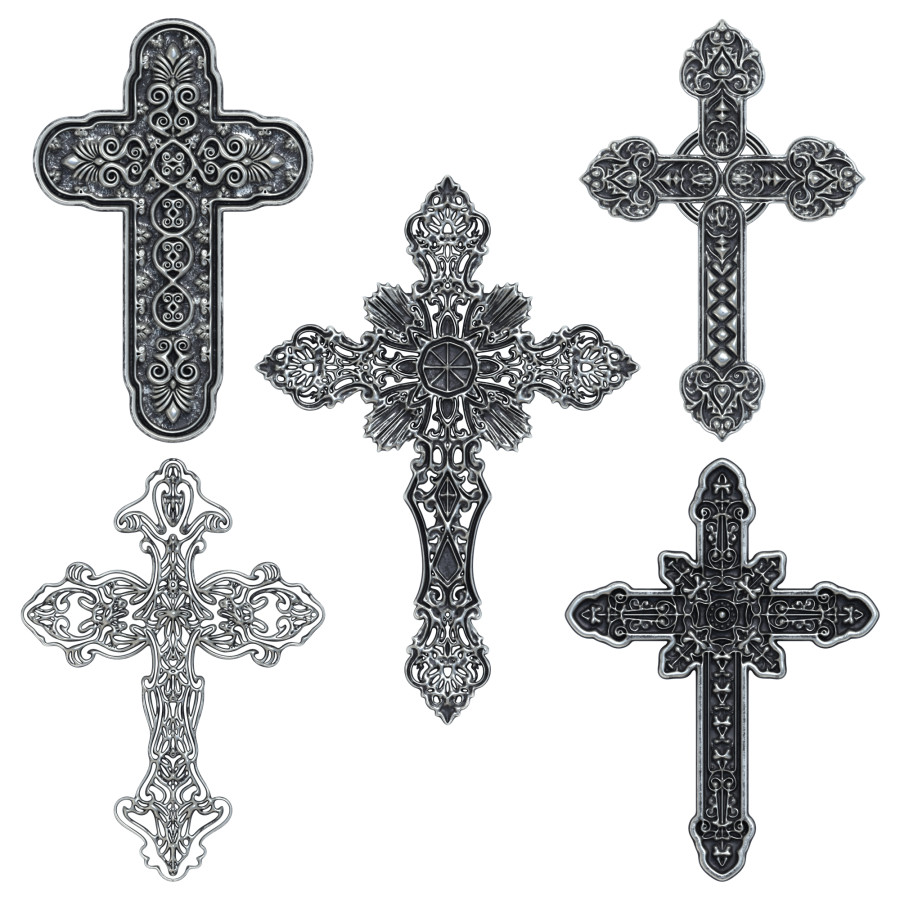 5 Christian Cross V 01 - 3D Model for VRay, Corona