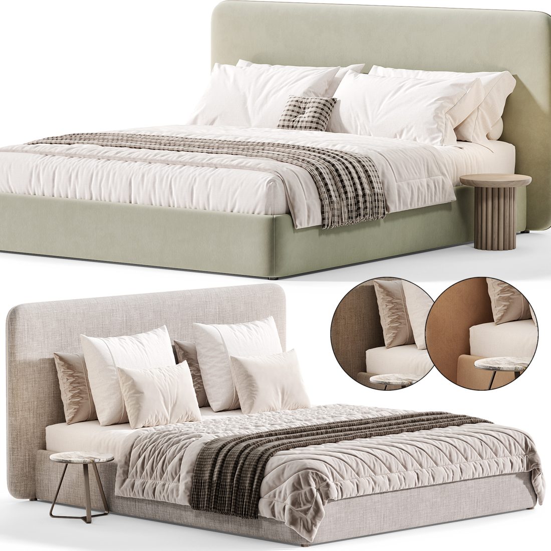 Soft Bed Moca By Oneandhome - 3D Model for Corona