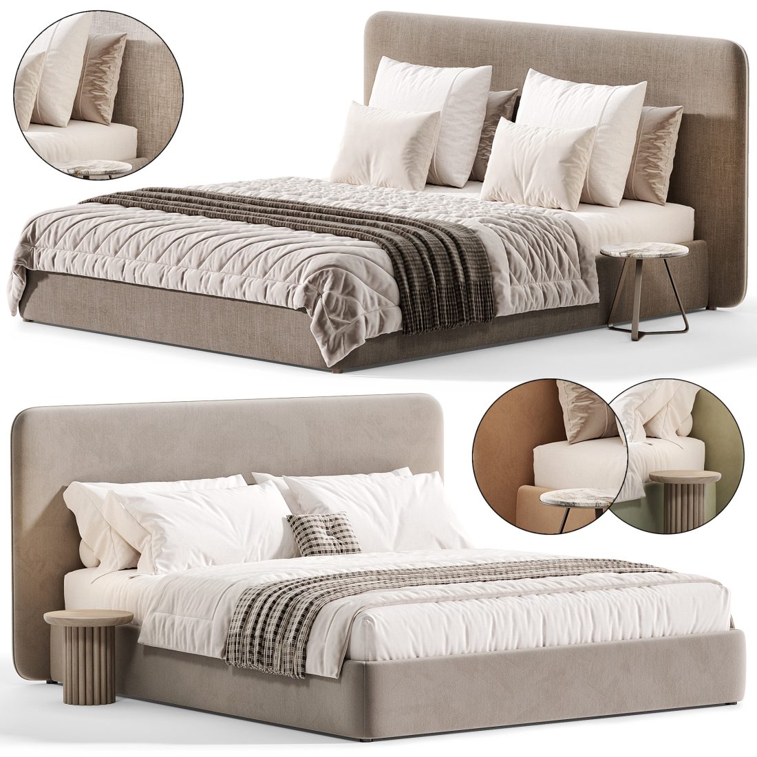 Soft Bed Moca By Oneandhome - 3D Model for Corona