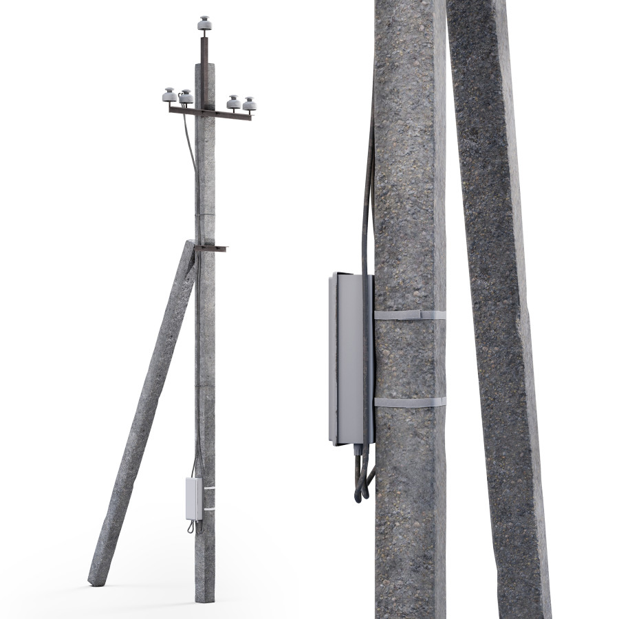 Concrete Power Line Pole 2 3D Model for Corona | CGMood