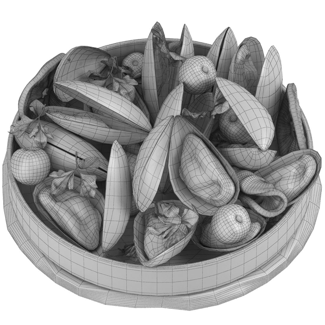 Plate Of Mussels With Lemon And Tomatoes 3D Model for VRay, Corona | CGMood