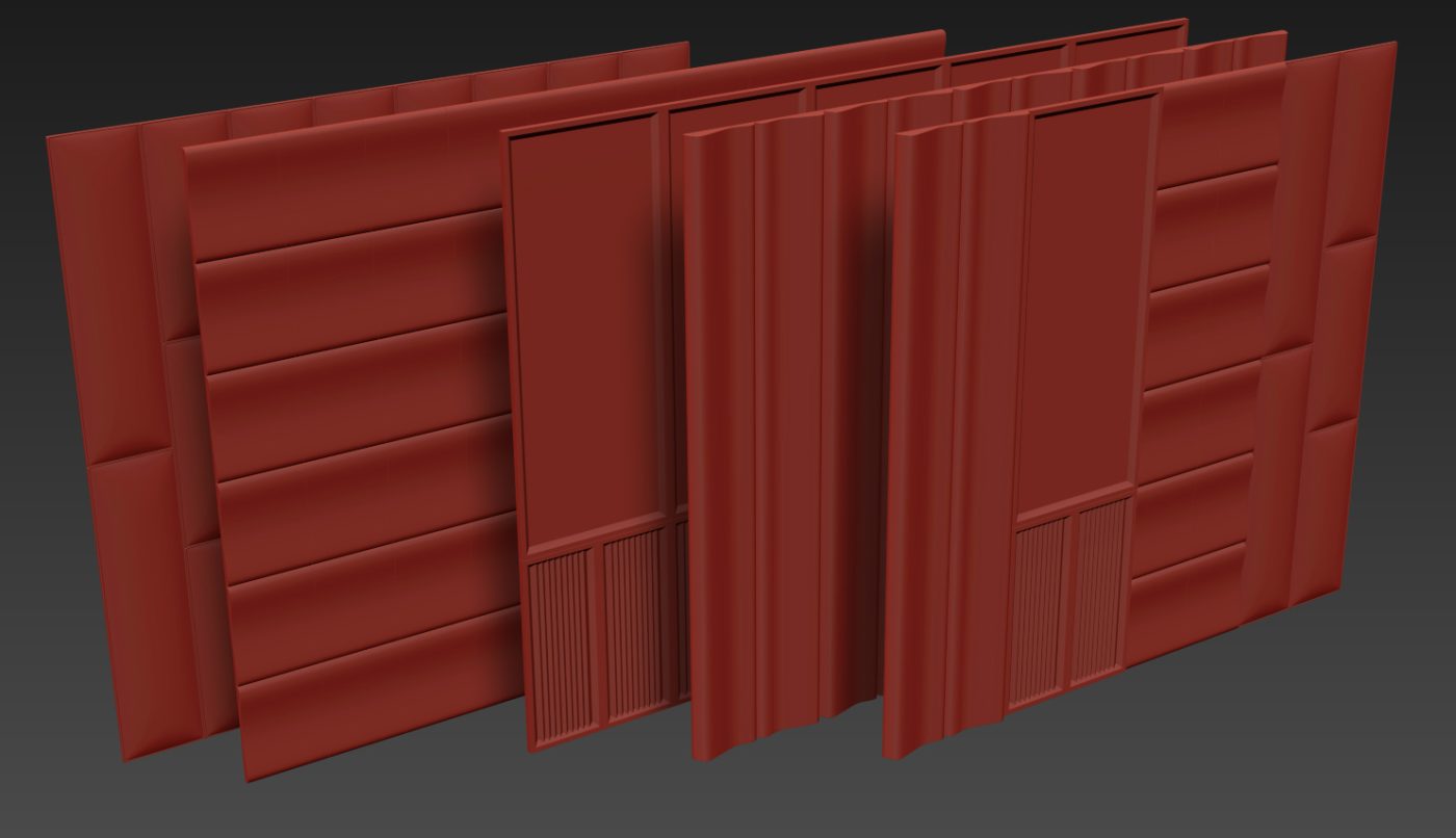 Decorative V2 Wall Panels - 3D Model for VRay