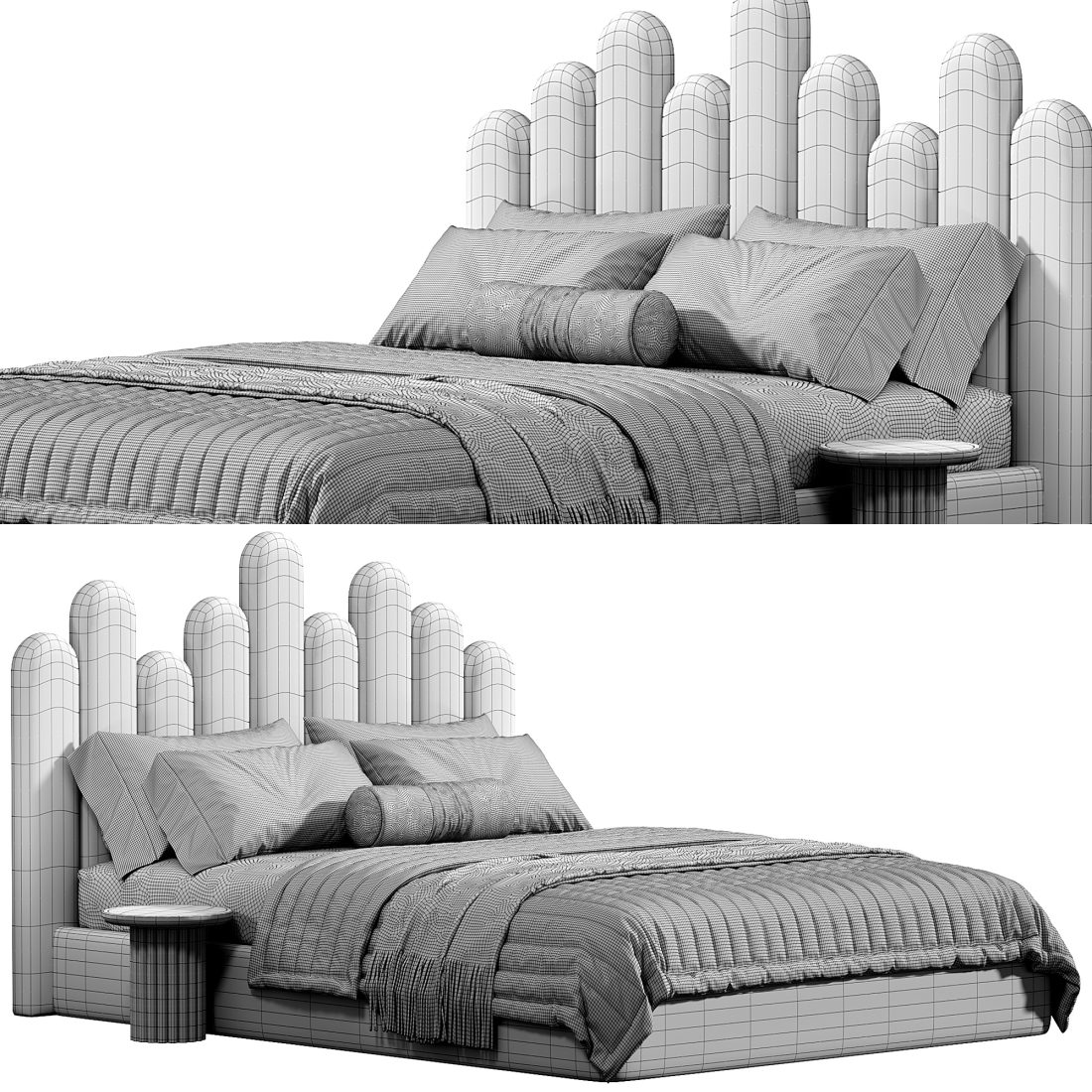 Upholstered Panel Modern Bed By Litfad - 3D Model for Corona