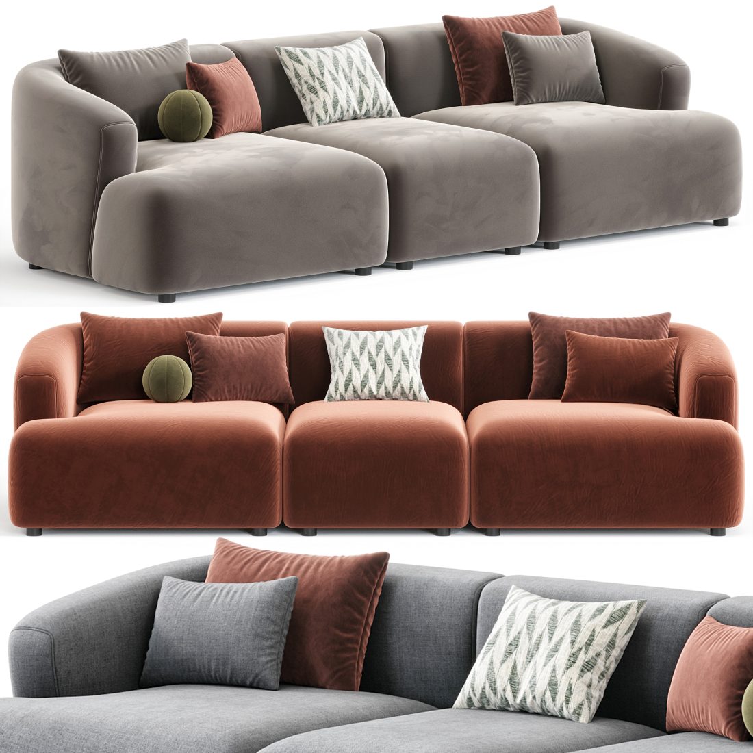 Sofia 3 Plazas Sofa 3D Model for VRay, Corona | CGMood