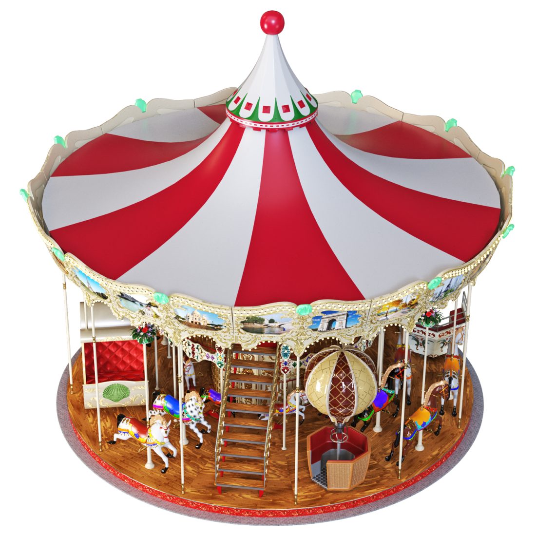 Carousel 2 Levels Paris - 3D Model for VRay