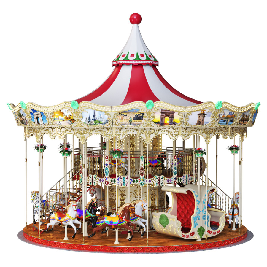 Carousel 2 Levels Paris - 3D Model for VRay