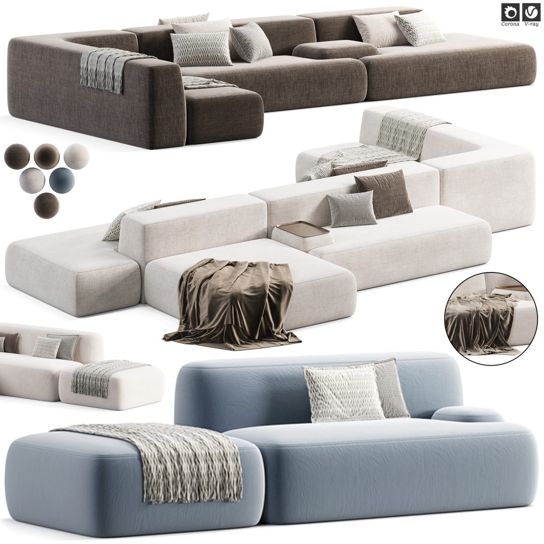 Lema Colud Sectional Sofa - 3D Model for Corona
