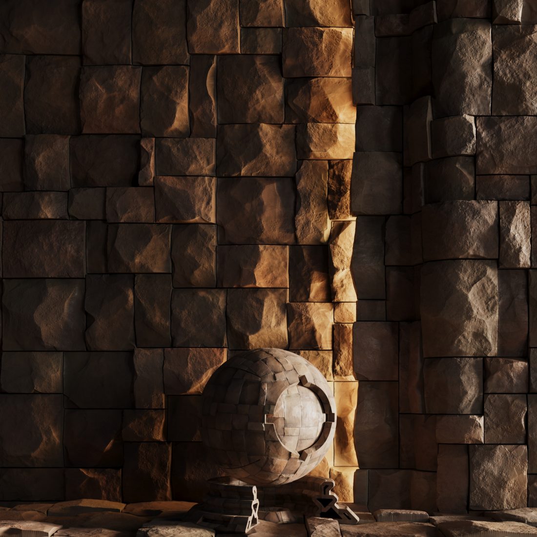 H78 Slate Stone Bricks | PBR | 4K - 3D Model for VRay, Corona