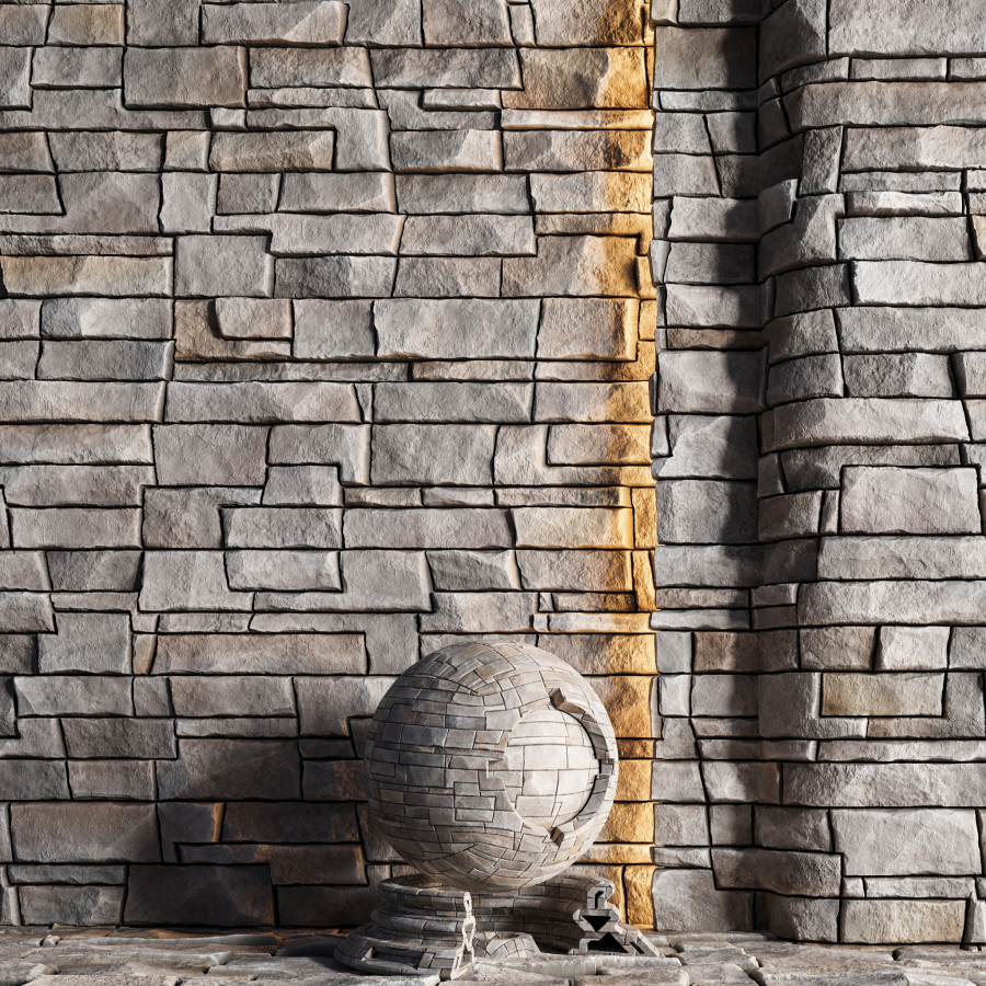 H79 Slate Stone Bricks | PBR | 4K - 3D Model for VRay, Corona
