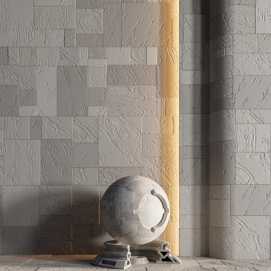 H81 Slate Stone Bricks | PBR | 4K - 3D Model for VRay, Corona