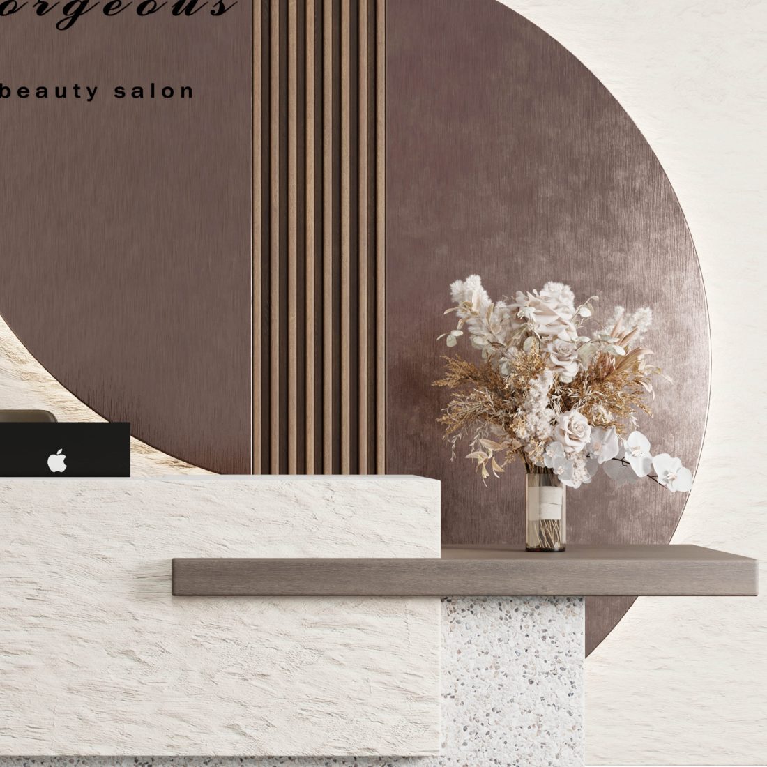 Reception Desk With Vertical Garden - Office Furni 3D Model for VRay ...