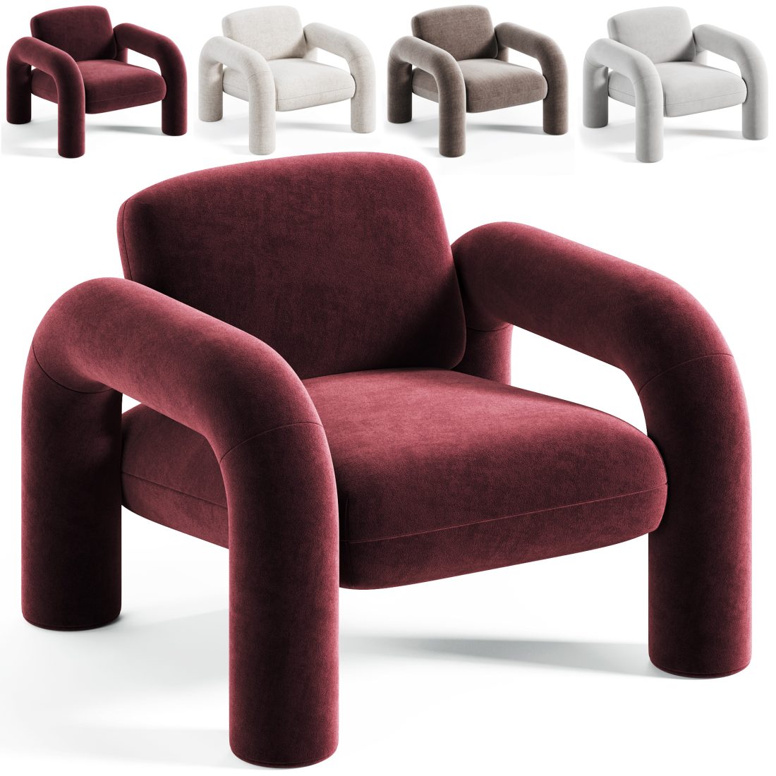 Armchair Bubo - 3D Model for VRay, Corona