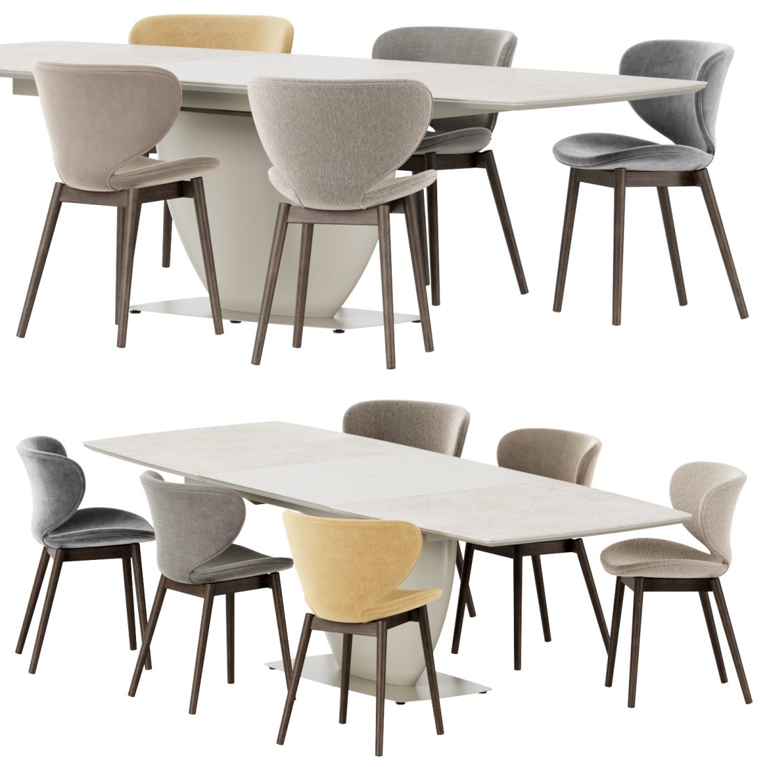 Boconcept - Hamilton Chair Fiorentina Table Set 04 - 3D Model for Corona