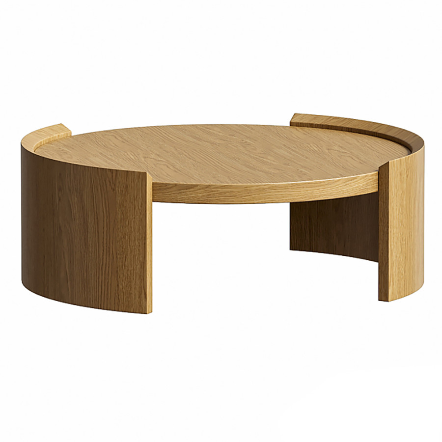 Neuvic Brown Oak Wood Coffee Table - 3D Model for Corona