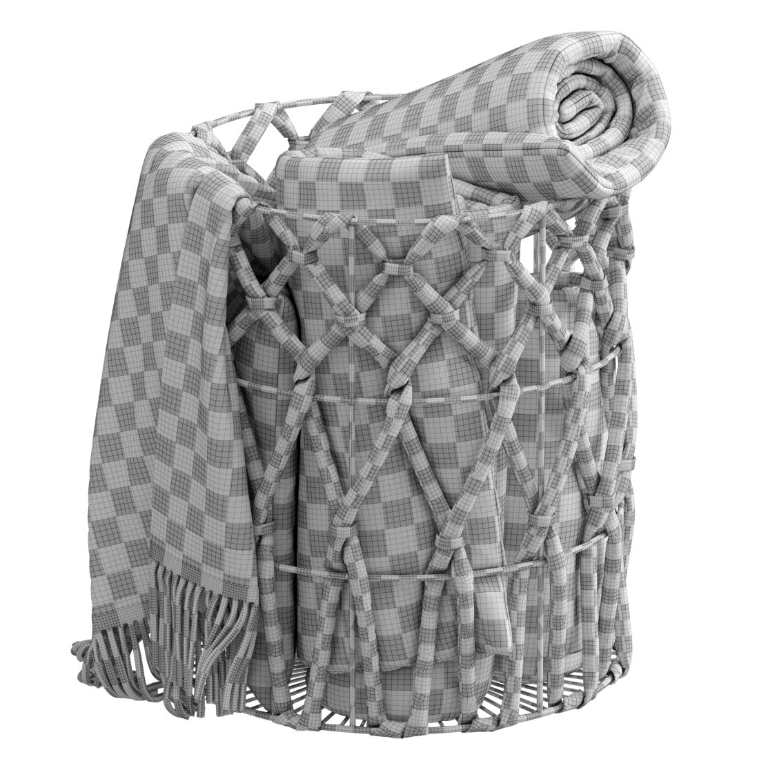 Basket 5 With Blanket - 3D Model for VRay, Corona