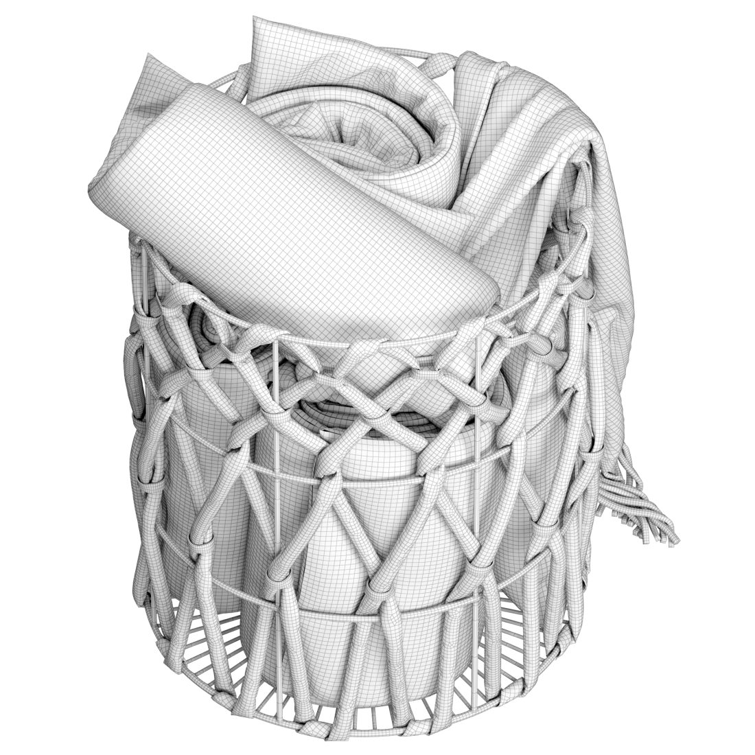 Basket 5 With Blanket - 3D Model for VRay, Corona