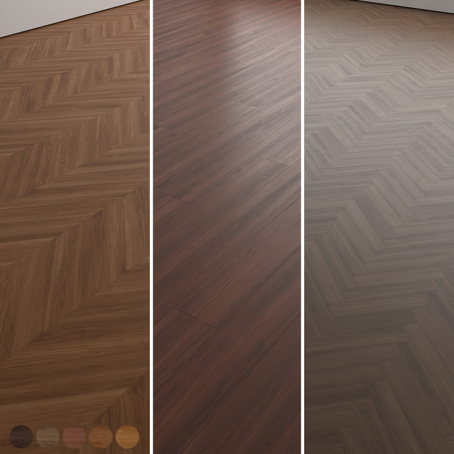 Walnut Wood Flooring And Parquet Set 03 - 3D Model for VRay, Corona