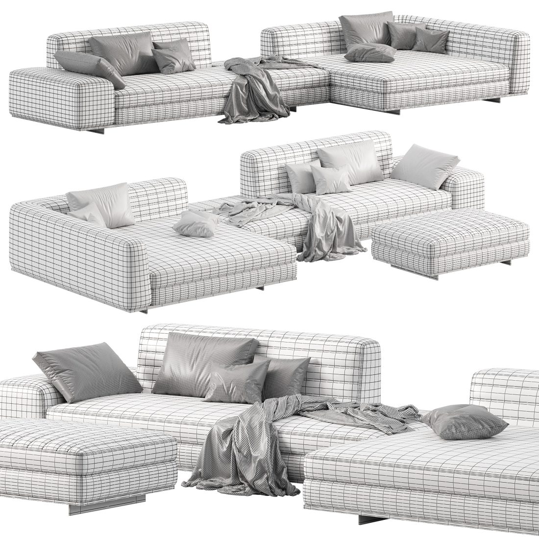 Minotti Roger Modular Sofa - 3D Model for VRay, Corona