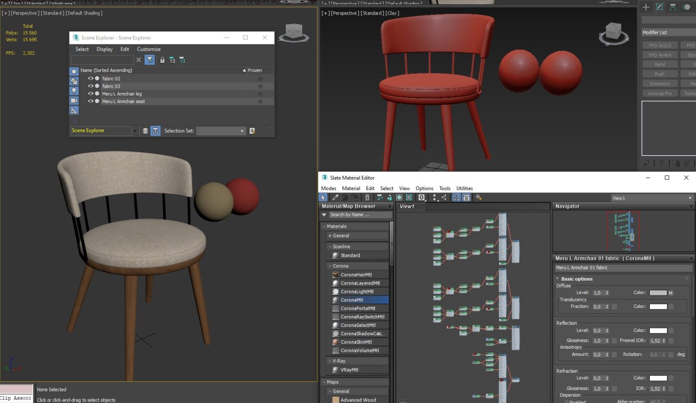 Meru L Armchair 3D Model for VRay, Corona | CGMood