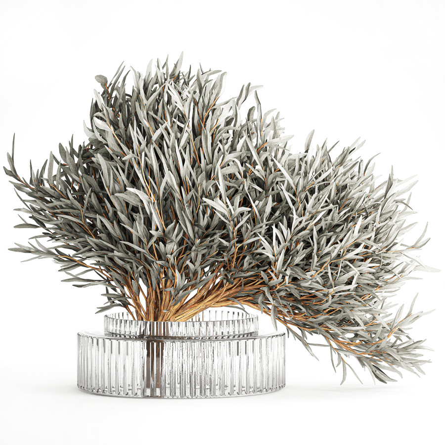 Realistic Flower Bouquet Decorated Olive Branches - 3D Model for VRay
