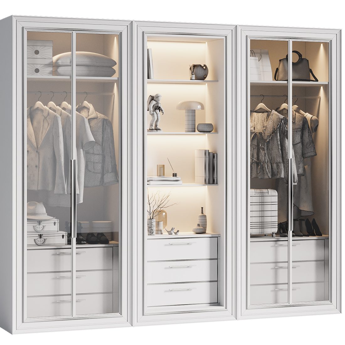 Contemporary Wardrobe Closet 07 3D Model for VRay, Corona | CGMood