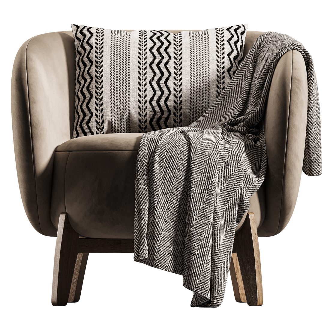 Tilar Cozy Grey Chair - 3D Model for Corona
