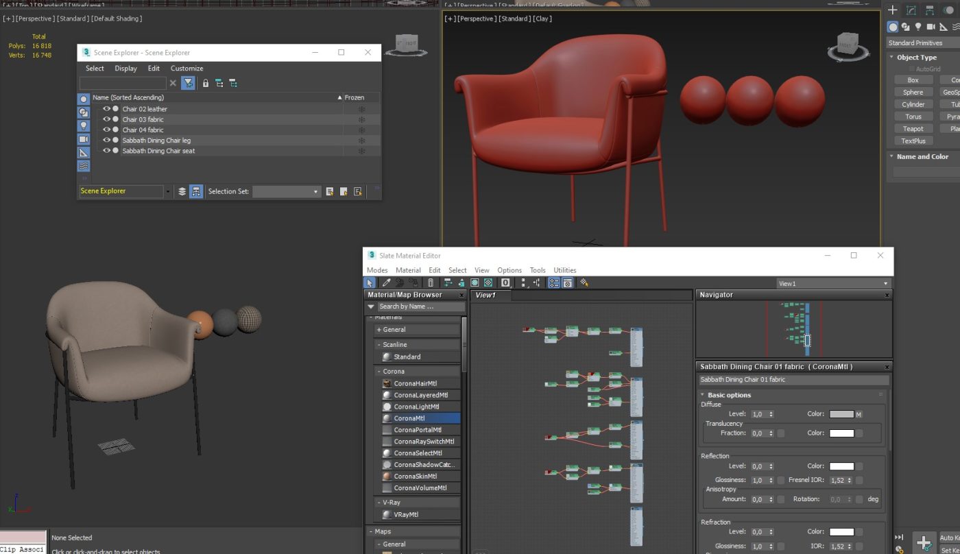 Sabbath Dining Chair 3D Model for VRay, Corona | CGMood