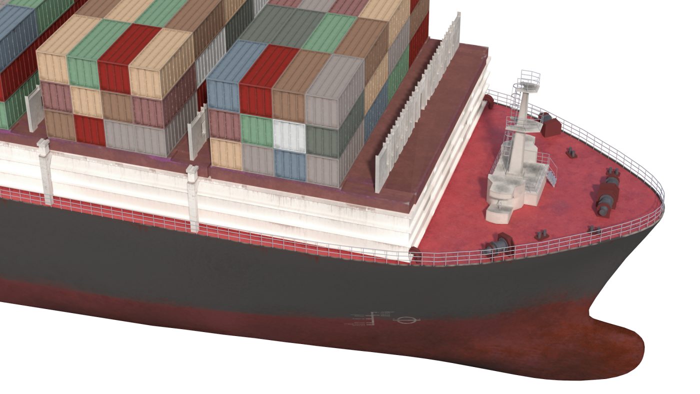 Cargo Container Ship Detailed Lowpoly 082 Ap - 3D Model for VRay, Corona