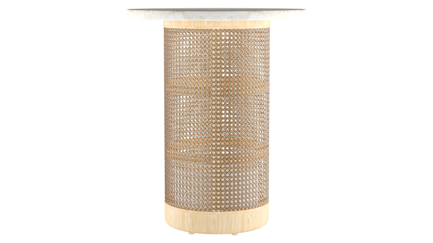 Vernet Travertine Cane End Table - 3D Model for VRay, Corona