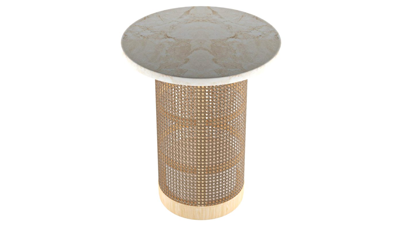 Vernet Travertine Cane End Table - 3D Model for VRay, Corona