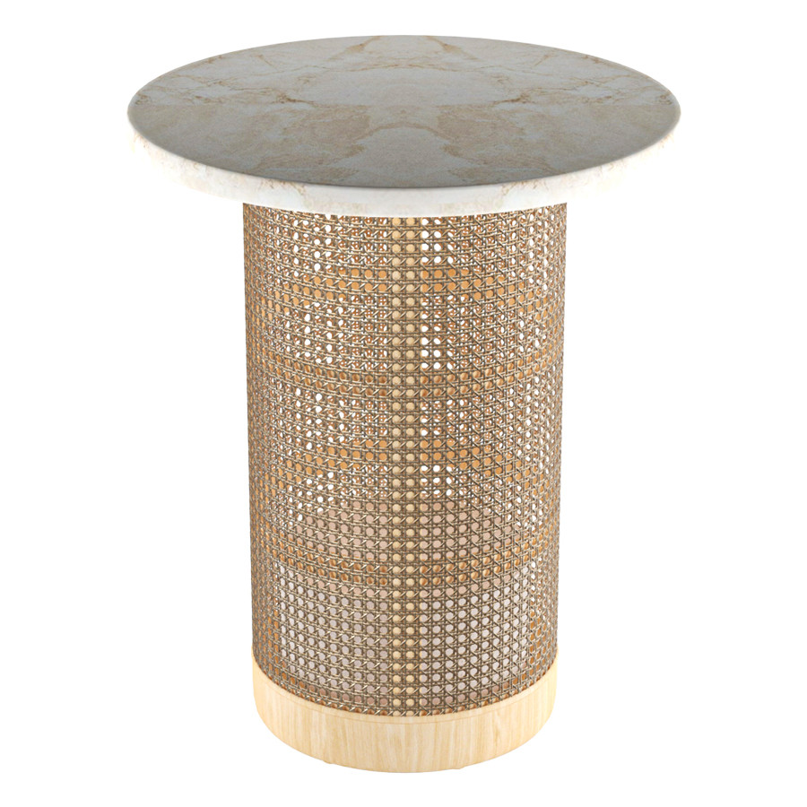 Vernet Travertine Cane End Table - 3D Model for VRay, Corona