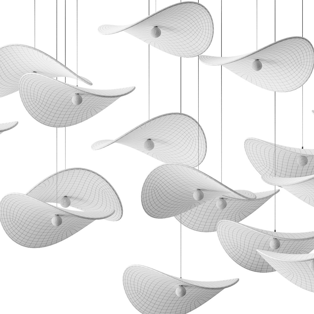 Wave Floating Leaf Chandelier 3D Model for Corona | CGMood