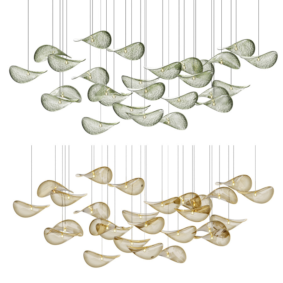 Wave Floating Leaf Chandelier 3D Model for Corona | CGMood