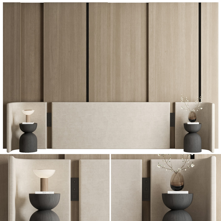 Headboard Wall Panel Composition 24 - 3D Model for Corona