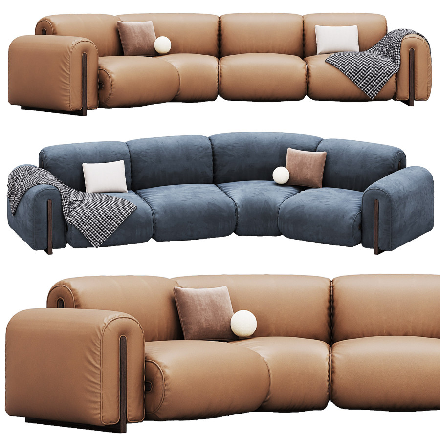 Colle Sectional Sofa With Right Wedge By Natuzzi - 3D Model for Corona