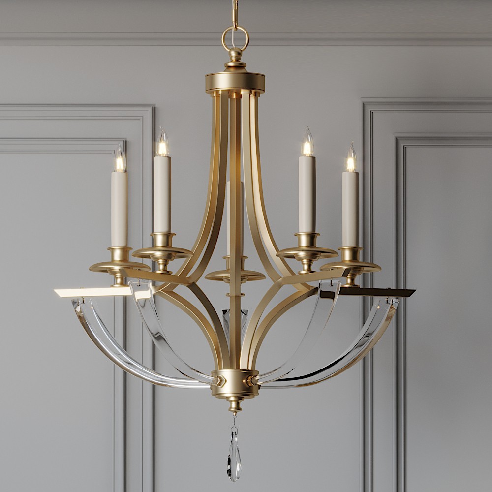 John-richard Collection Bent 5-light Crystal Chand - 3D Model for Corona