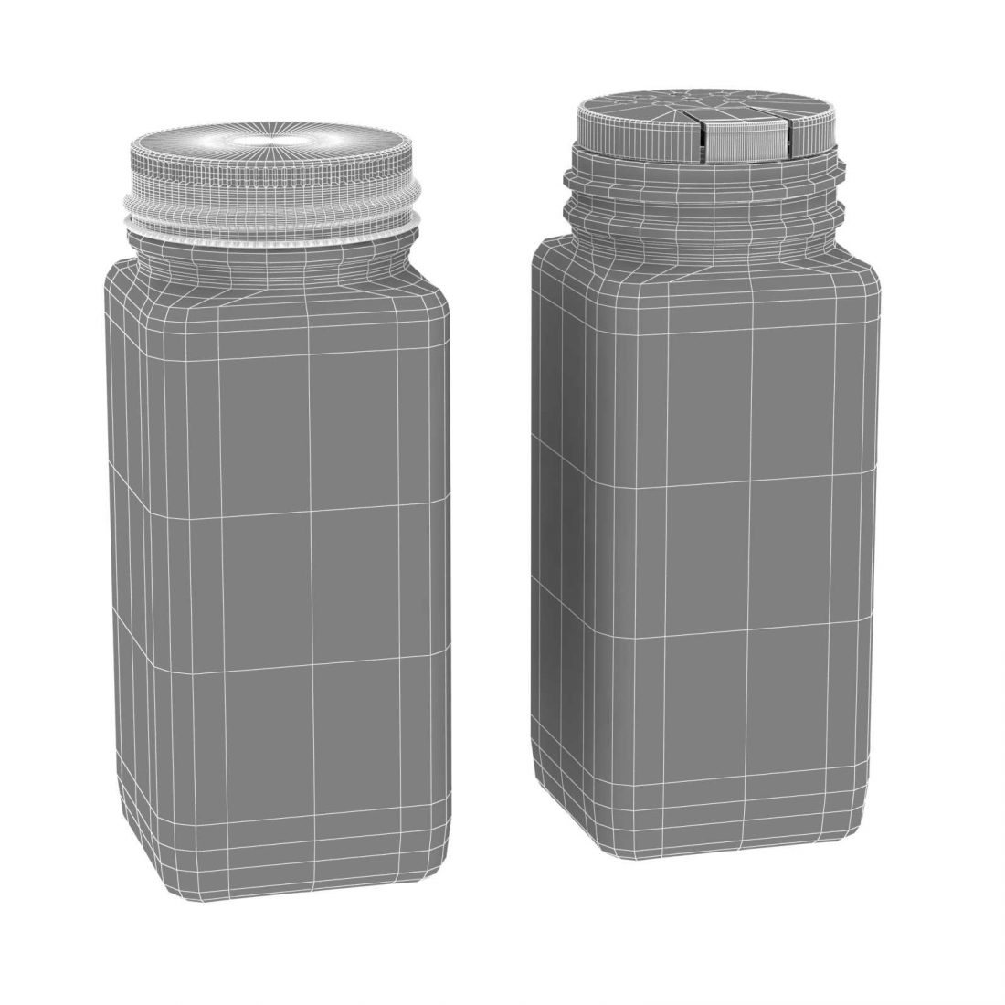 Clear Square Spice Jar With Kari And Pepper - 3D Model for VRay