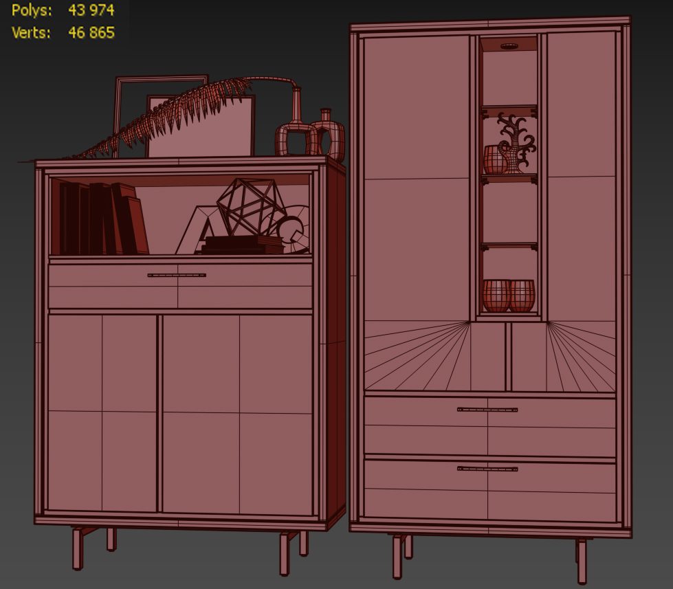Cabinet Bookcase Otta By Xooon - 3D Model for VRay, Corona