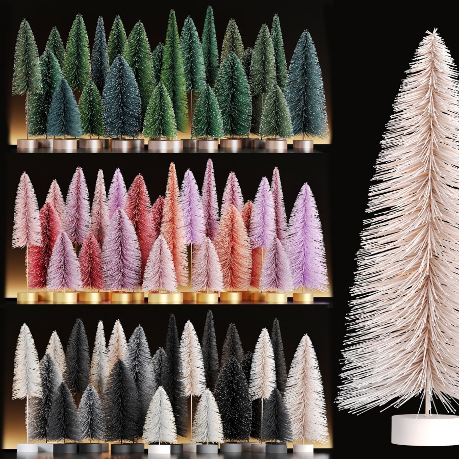 Miniature Christmas Trees For Decoration - Set 1 - 3D Model for VRay ...