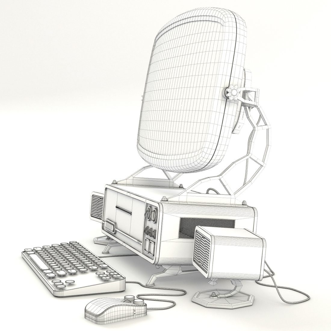 Old Style Computer - 3D Model for VRay