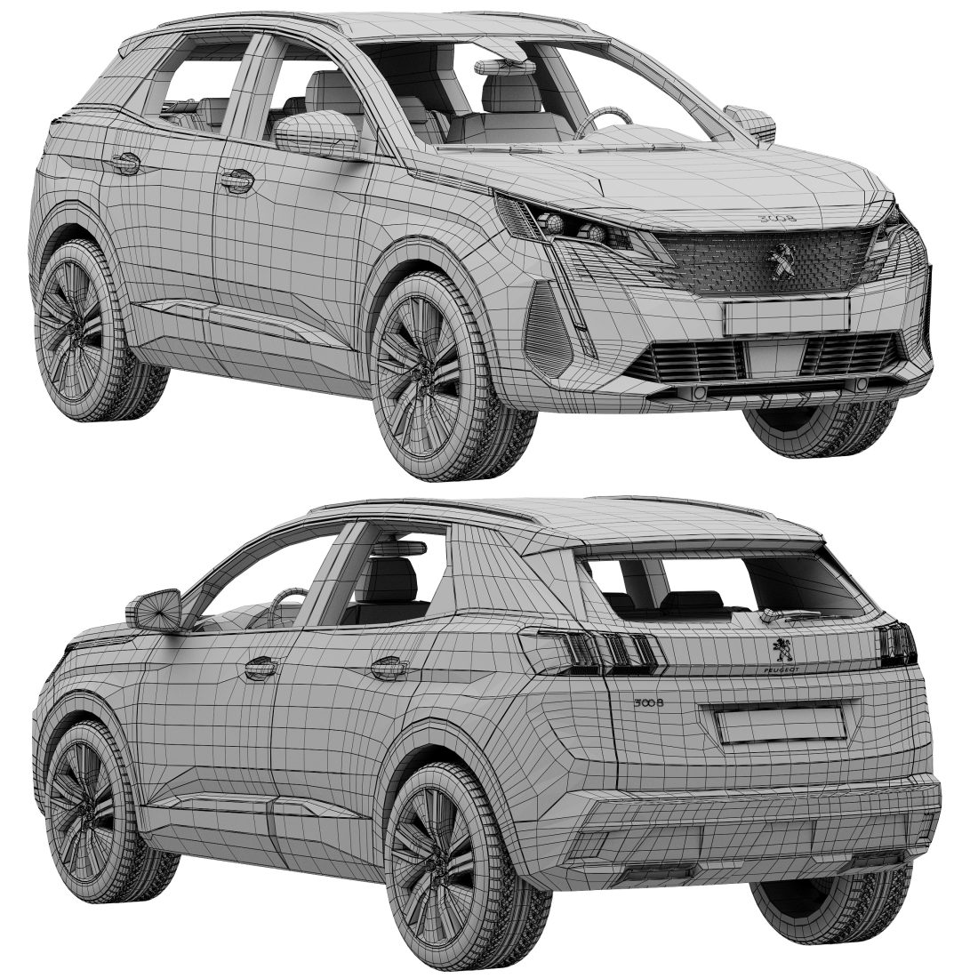 Peugeot 3008 2021 - 3D Model for VRay