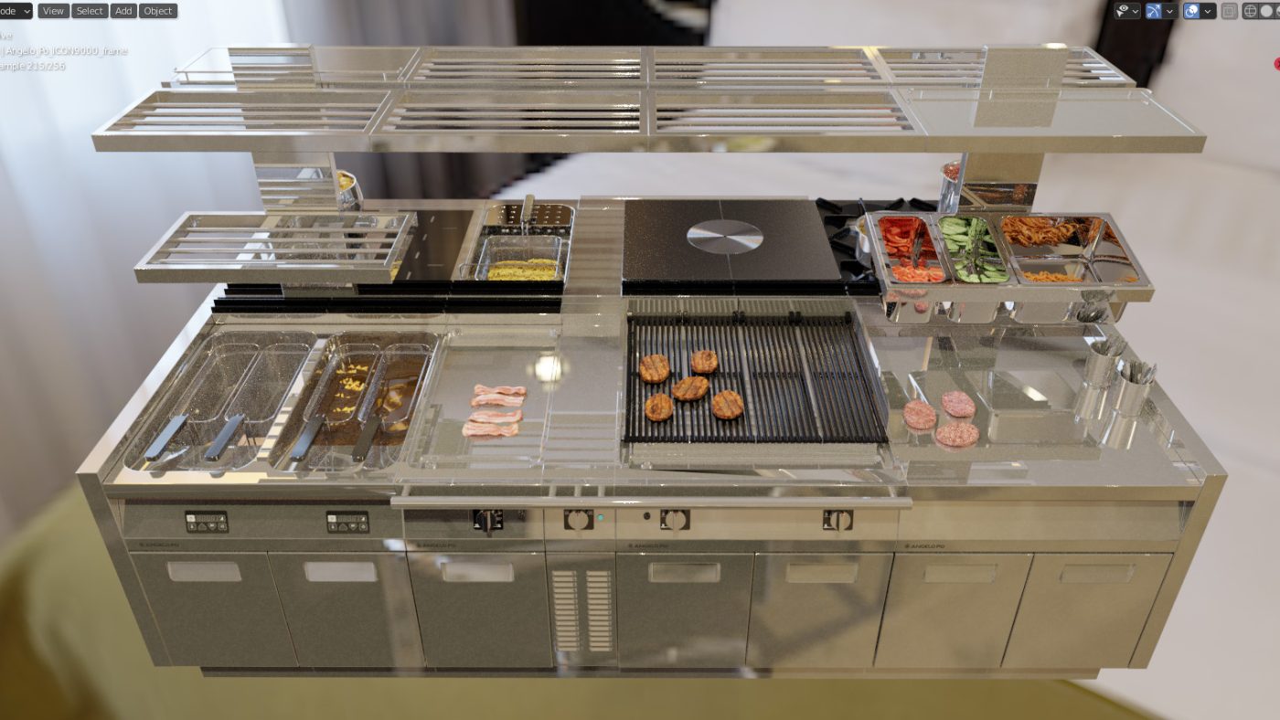 Modular Kitchen Angelo Po Icon9000 - 3D Model for VRay, Corona