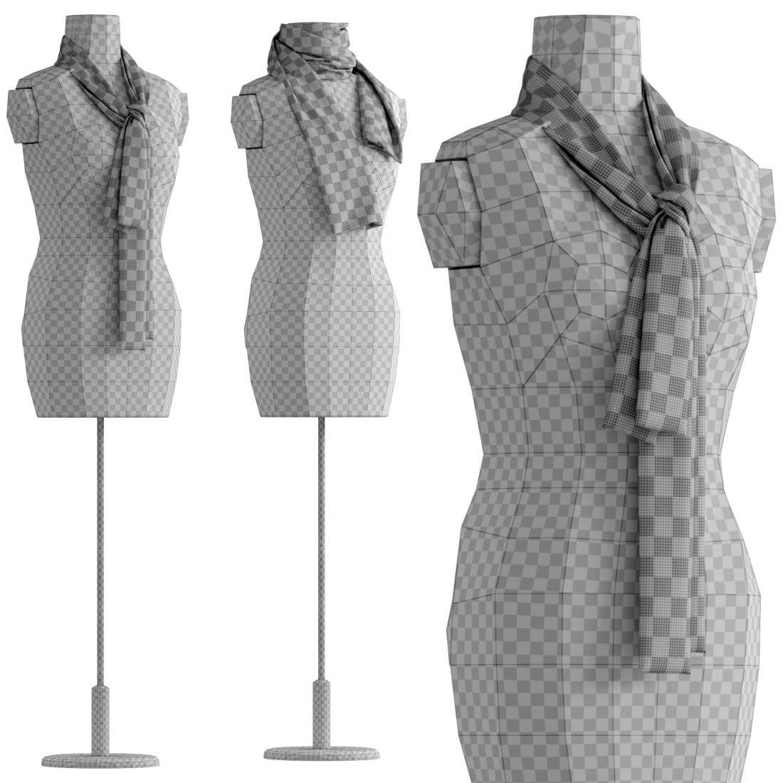 Shawl Over Manikin - 3D Model for VRay