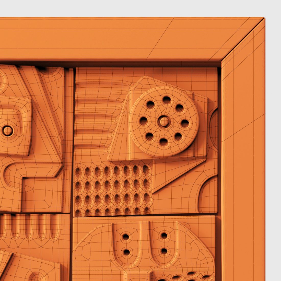 Panel Decorative Cube Square N2 - 3D Model for VRay, Corona